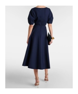 Oscar De La Renta Puff-sleeve Wool-blend Midi Dress