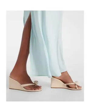 Magda Butrym Floral-appliqué Leather Wedge Sandals