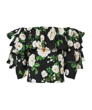 Carolina Herrera Floral Off-shoulder Top - Black
