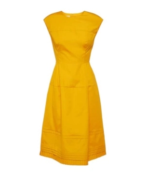 Marni Pleated Cotton Midi Dress - Orange