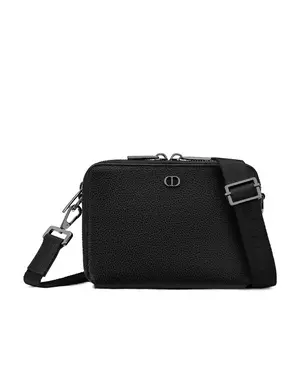 Dior Cd Icon Zipped Pouch With Strap - Black