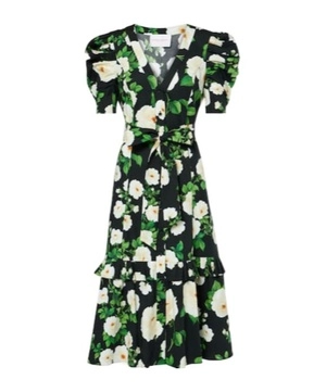 Carolina Herrera Floral Cotton-blend Midi Dress - Black