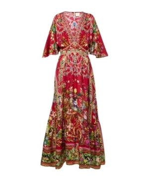 Camilla Printed Silk Maxi Dress - Brown