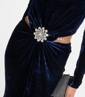 Rabanne Crystal-embellished Velvet Maxi Dress - Black