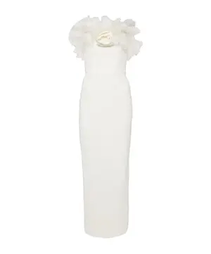 Alessandra Rich Organza Trimmed Crepe Bodice Gown