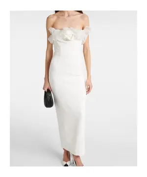 Alessandra Rich Organza Trimmed Crepe Bodice Gown