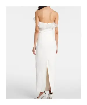 Alessandra Rich Organza Trimmed Crepe Bodice Gown