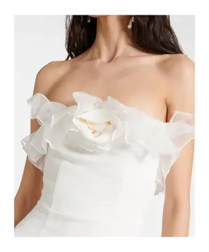 Alessandra Rich Organza Trimmed Crepe Bodice Gown