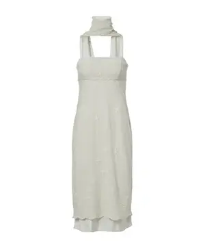 Posse Cove Embroidered Midi Dress - White