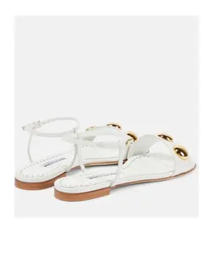Manolo Blahnik Chaouhen Embellished Leather Sandals