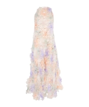 SUSAN FANG Floral Appliqué Maxi Dress - White