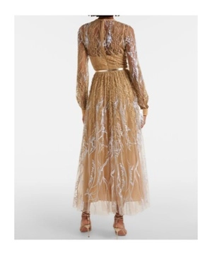 Elie Saab Embroidered Tulle Midi Dress