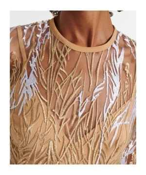 Elie Saab Embroidered Tulle Midi Dress