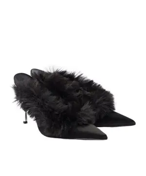 Magda Butrym Faux Shearling Leather Mules - Black