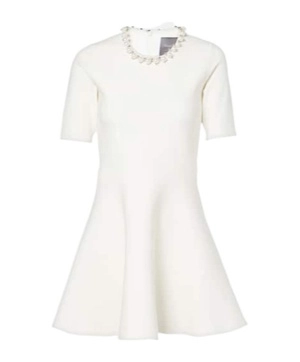 Monique Lhuillier Embellished Knitted Minidress - White