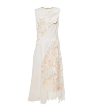 Oscar De La Renta Lace-trimmed Wool-blend Midi Dress - White