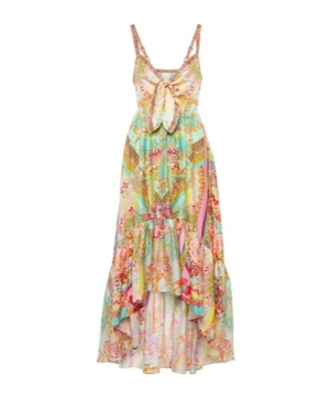 Camilla Printed Ruffled Silk Midi Dress