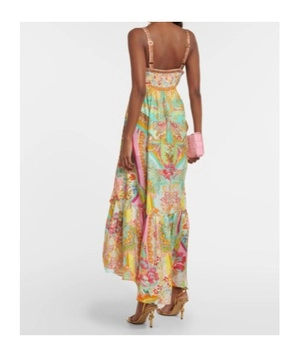 Camilla Printed Ruffled Silk Midi Dress