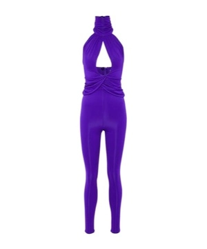 Magda Butrym Gathered Halterneck Jersey Jumpsuit - Purple