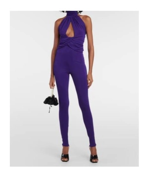 Magda Butrym Gathered Halterneck Jersey Jumpsuit