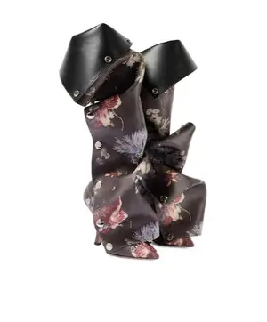 Y/project Snap 100 Floral Leather Knee-high Boots - Black