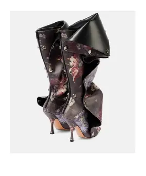 Y/project Floral Leather Knee-high Boots With Snap Detailing