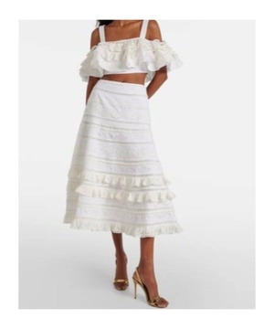 Carolina Herrera Embroidered Ruffled Cotton Crop Top