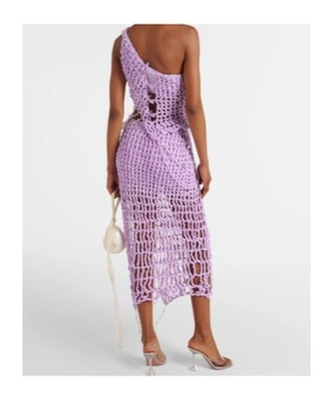 SUSAN FANG Beaded Crochet Asymmetrical Top