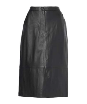 YVES SALOMON Leather Midi Skirt - Black