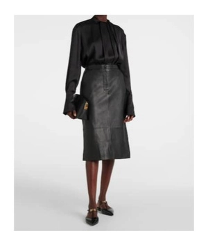 YVES SALOMON Leather Midi Skirt