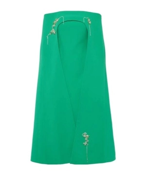 SAFIYAA LONDON Rowan Manorel Embellished Caped Midi Dress - Green