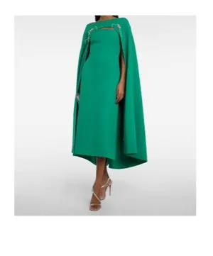 SAFIYAA LONDON Rowan Manorel Embellished Caped Midi Dress