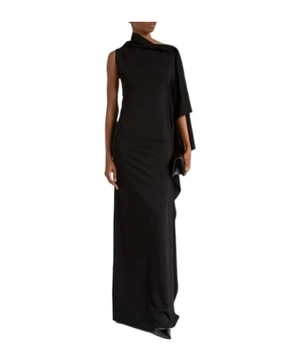 Sportmax Asymmetric Maxi Dress - Black