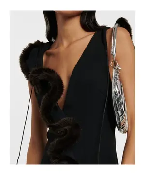 Coperni Knitted Mini Dress With Faux Fur Trim