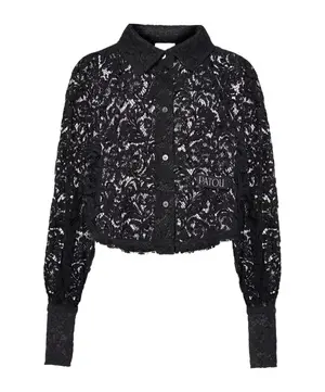 PATOU Cropped Lace Shirt - Black