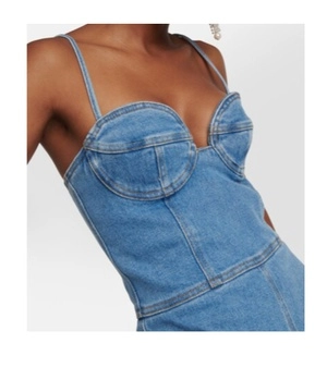 Magda Butrym Strapless Denim Bustier Jumpsuit