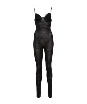 Magda Butrym Crochet Bustier Jumpsuit - Black