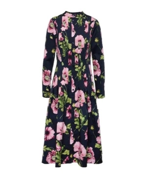Oscar De La Renta Floral Cotton-blend Midi Dress - Black