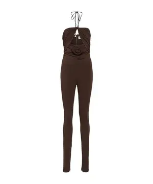 Magda Butrym Floral-appliqué Cutout Jersey Jumpsuit - Black