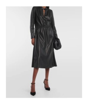 YVES SALOMON Leather Midi Dress