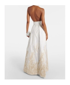 Elie Saab Embroidered Halterneck Cotton-blend Gown