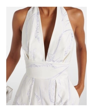 Elie Saab Embroidered Halterneck Cotton-blend Gown