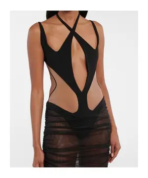 MUGLER Sheer Stretch Knit Dress