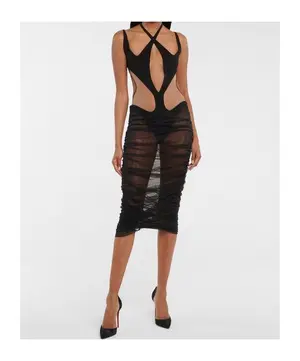 MUGLER Sheer Stretch Knit Dress