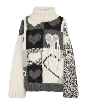 JOSEPH High-neck Floral Knit Sweater - Black