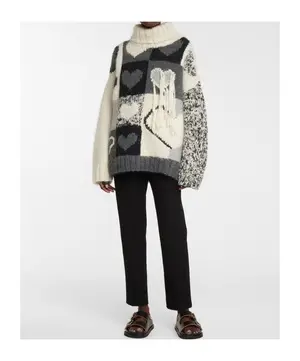 JOSEPH High-neck Floral Knit Sweater