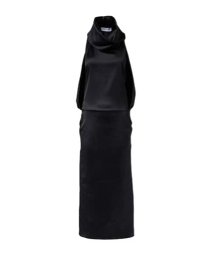 Attico Satin Midi Dress - Black