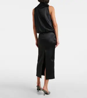 Attico Sleeveless Satin Midi Dress