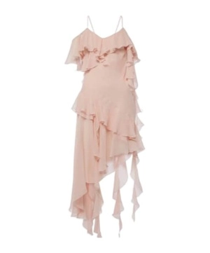 Blumarine Ruffled Silk Georgette Minidress - Nude