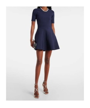 Monique Lhuillier Embellished Crew Neck Mini Dress